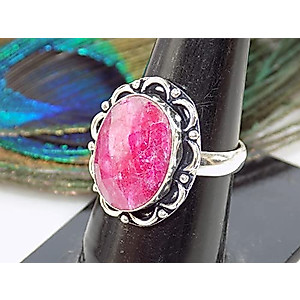 Ruby Pink Beryl Ring, Silver Plated Ring, Handmade Ring, Women Ring, Adjustable Ring (Size- 7.75 USA) BRS-394