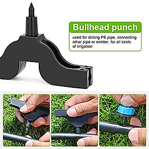 10PCS Drip Irrigation Tube Hole Punches, Kalolary Drip Hose Hole Punch for 4/7mm PE Pipe Hole Punches, 5PCS Mini Water Pipe Punch 5PCS Bull-head Tubing Punch for Outdoor Lawn Garden Water System Tools
