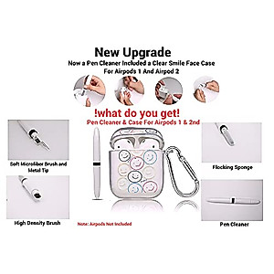 REDX1 New upgrade 4 in 1 Pen Cleaner With Smile Airpods Case, for Airpods with Soft Brush Flocking Sponge and Metal Tip for Any Bluetooth Earphones, Pen Cleaning Tools,Multi-Function Cleaner Kit