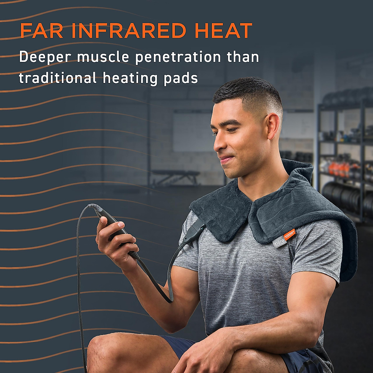 Pure Enrichment PureRelief Pro Far Infrared Neck & Shoulder Heating Pad - Deeper Muscle Relief, 4 Heat Settings, Auto Shut-Off, Universal Fit, Magnetic Closure, Dry/Moist Heat, Machine Washable