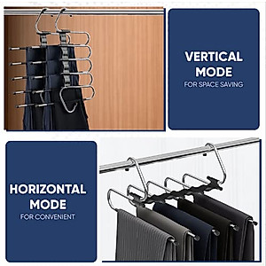 Space Saving Pants Hanger- 2 Pack Closet Organizer Closet Storage Jeans,Trousers Hanger Drying Rack: Leggings, Scarves and Towels Non-Slip Hanger- Space Maximizing Hanging Rack Small Space Organizer