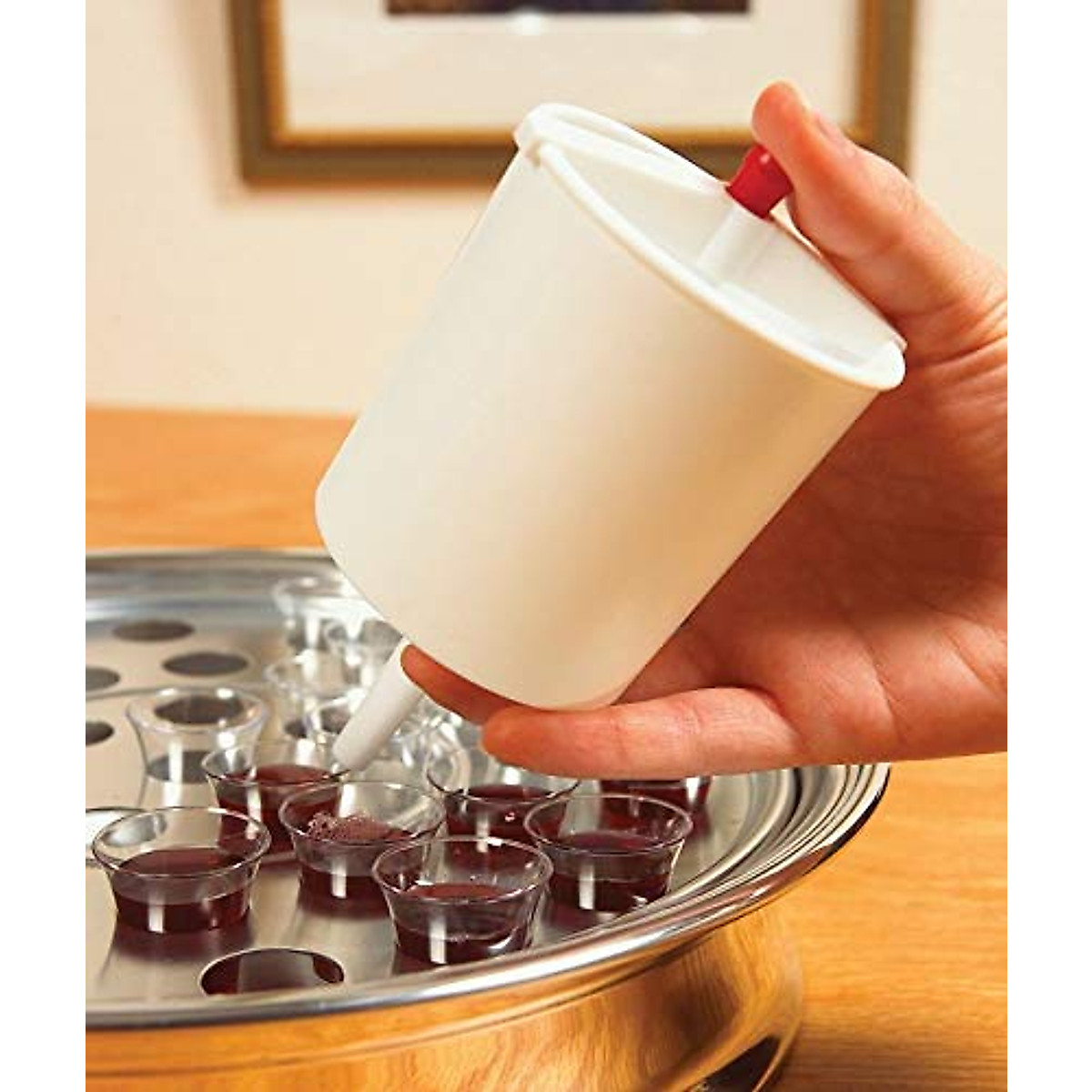 White Plastic Push Button Communion Cup Filler Church Supplies, Fills Up to 25 Cups