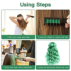 MSDADA Green Hair Chalk for Girls-New Hair Chalk Comb Temporary Bright Washable Hair Color Dye for Kids-Girls Toys Gifts for Birthday,Easter,Christmas,Halloween