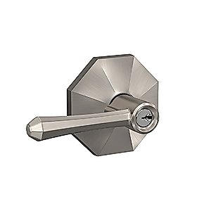 SCHLAGE F51A DMP 619 RWD Dempsey Lever with Rosewood Trim Keyed Entry Lock, Satin Nickel