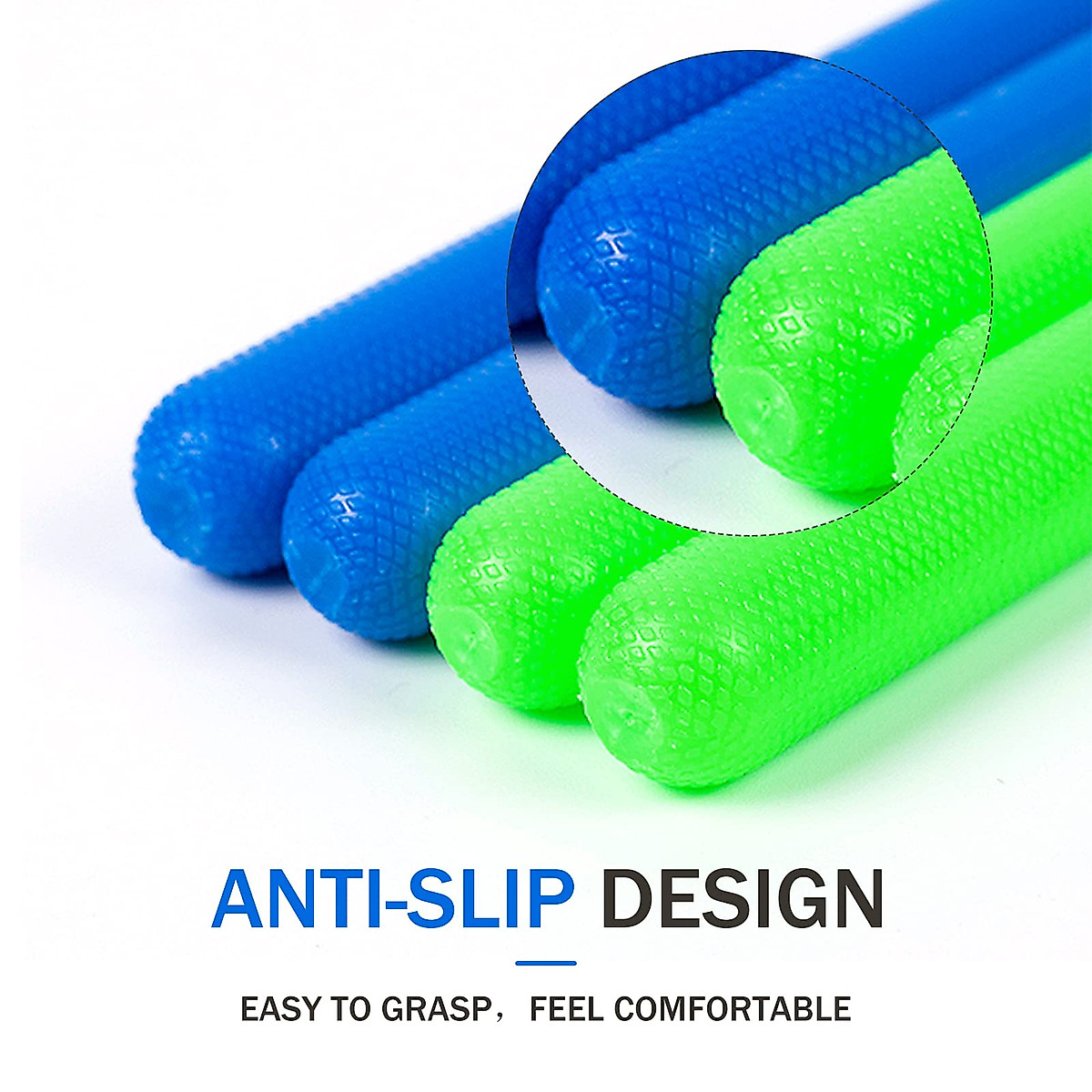 5A Nylon Drumsticks for Kids Adults: Light Durable Drum Sticks Blue Green with Anti-Slip Handles for Electronic Drums Exercise Percussion Accessories (2 Pairs)