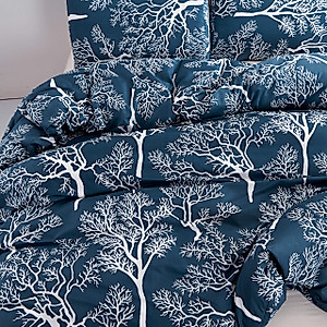 YFISAN Navy Comforter Cover Set Twin Printed Breathable Soft 2 Pieces Bedding Set with Zipper Closure and Corner Ties 68"x90" Durable Duvet Cover Set (Style 2, Twin)