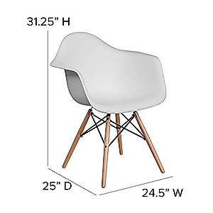 Flash Furniture 2 Pack Alonza Series White Plastic Chair with Wooden Legs
