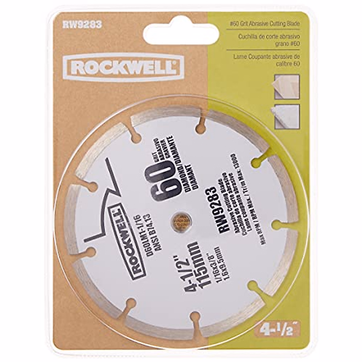 Rockwell RW9283 4 1/2-Inch 60-Grit Diamond Compact Circular Saw Blade