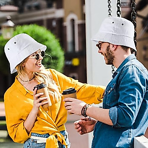 24 Pcs Washed Cotton Bucket Hats Bulk Packable Outdoor Sun Hat Wide Brim Fishing Hat Travel Beach Summer Cap for Men Women (White)