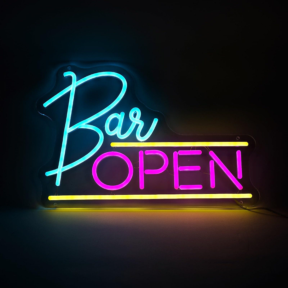 Open Bar Neon Bar Open Neon Sign Bar Lights USB (16x10.7'', USB Charger Included) Neon Bars Sign and Decor Led Light, Neon Signs For Man Cave Bar accessories (Pink and Light Blue)