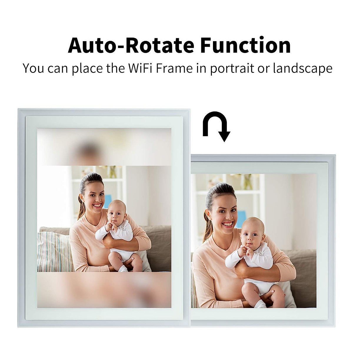 AEEZO WiFi Digital Picture Frame 10 Inch IPS Touch Screen FHD 2K Display Smart Cloud Photo Frame with 16GB Storage, Easy Setup to Share Photos & Videos, Auto-Rotate Frame (White)
