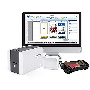 IDP SMART-21 Series ID Card Simplex Starter Printer Kit with Software, Manual and Guides - Includes 100-Print YMCKO Color Ribbon and 100 PVC Plastic Cards