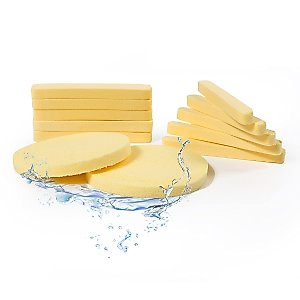 Facial Sponge Compressed,60 Pcs PVA Professional Makeup Removal Wash Round Face Sponges Spa Pads Exfoliating Cleansing for Women,Yellow