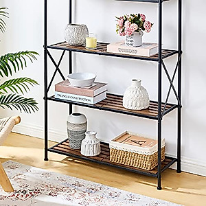 Tajsoon 5 Tier Bathroom Shelf Unit Free Standing Shelves, Widen Display Shelf, Multipurpose Storage Shelf for Bathroom, Kitchen, Entryway, Living Room, Industrial Style, Metal