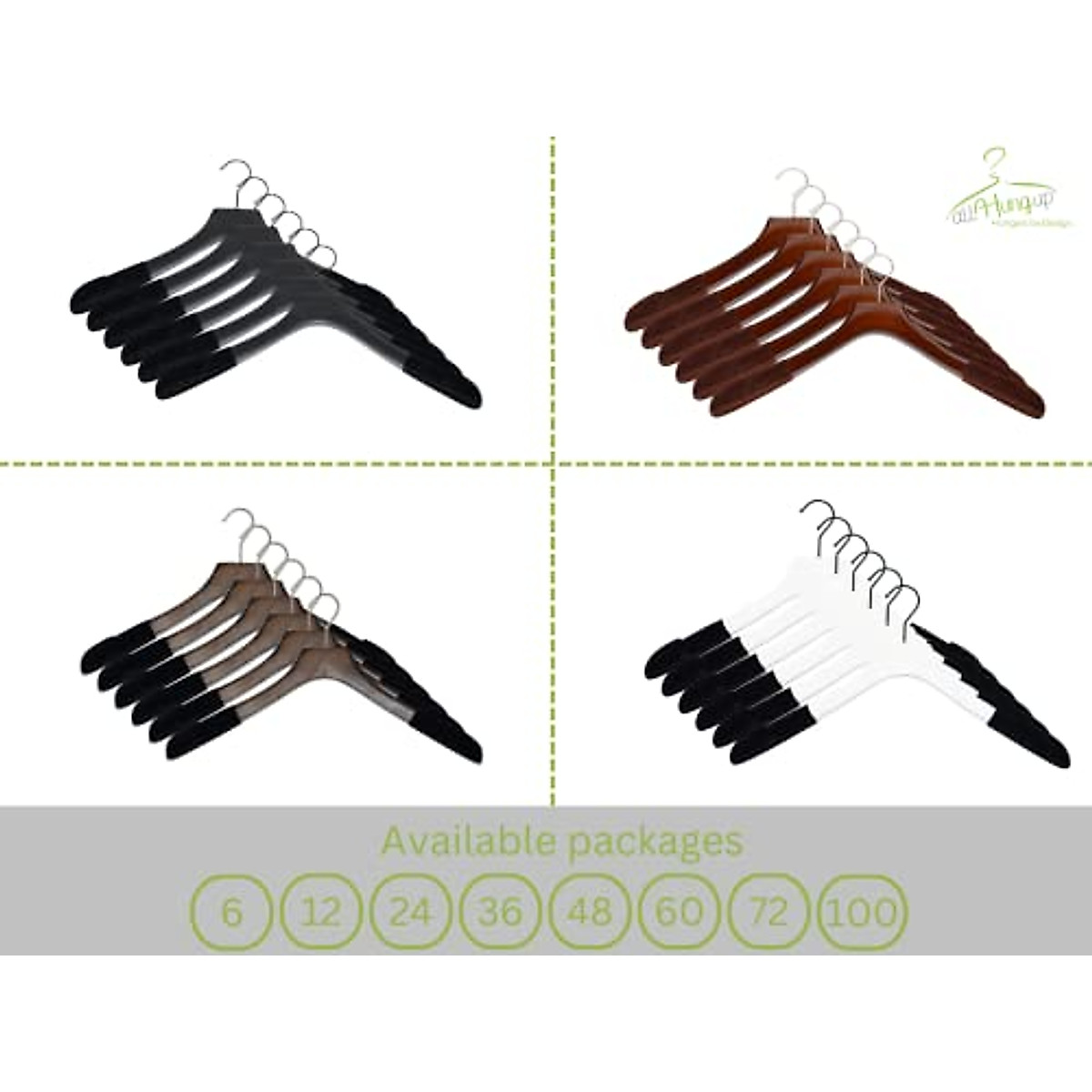 Premiere Luxe Wood Hangers - Heavy Duty Premium Wood Hangers with Velvet Flocking for Coats, Suits, and Jackets - Non Slip, Slim and Space Saving Hanger (Black with Black Velvet, 6 Pack)