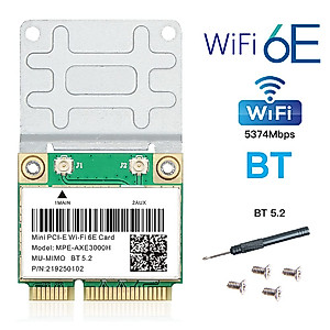 WiFi 6E Half Mini PCI-E WiFi Network Card 802.11AX AC MPE-AXE3000H 2.4GHz 5GHz 6GHz 5400Mbps Wireless Card BT5.2 MU-MIMO Mini PCIe Wi-Fi 6E Adapter OFDMA vPro for Windows 10/11 PC Laptops
