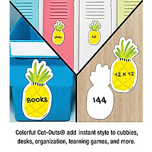 Schoolgirl Style Simply Stylish 36-Piece Pineapple Bulletin Board Cutouts, Pineapple Cutouts for Bulletin Board with Black and White Stripe, Tropical Classroom Décor, Summer Bulletin Board Decorations