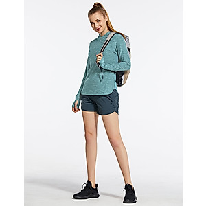 baleaf Women's Running Shirts Quick Dry Lightweight Long Sleeve Pullover UPF50+ Moisture Wicking Hiking Light Blue Size XL