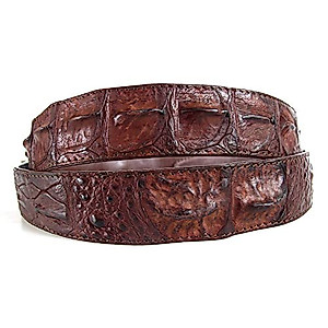 Julie Genuine Real Backbone Crocodile Skin Leather Men's Brown Belt 48"
