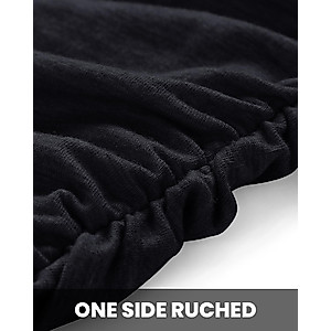 BTFBM Women Casual Dress Crew Neck Ruched Summer Sleeveless Tank Bodycon Shirt Short Mini Dresses (106Black, X-Large)