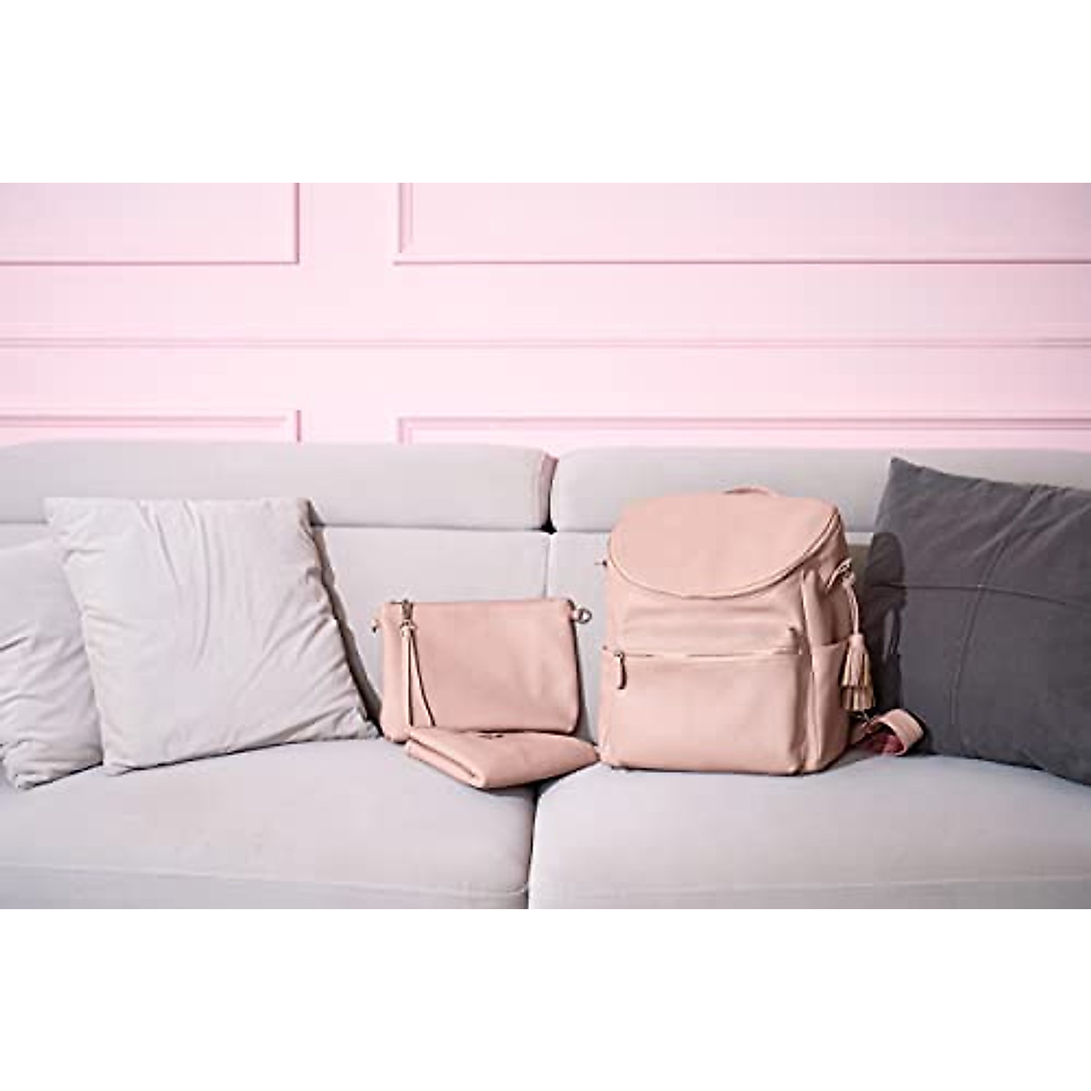 Comfy piks Diaper Bag Backpack, Vegan Leather Backpack with Baby Changing Pad, Stroller Straps and Carry Pouch, Convertible Baby Travel Bag with Insulated Pockets for Diapers, Bottles, Toys, Clothes