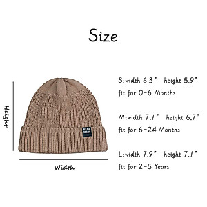 Simple Knitted Baby Beanie Hip-Hop Boys Winter Hat Toddler Kids Bonnet for Girls 0-5Y (Black+Khaki+Gray, S)