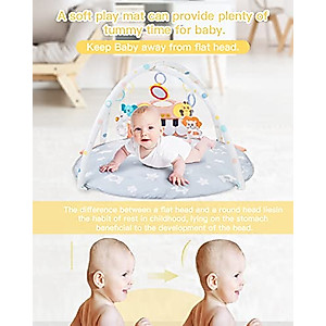 Baby Gym Play Mat,Musical Activity Center Kick Piano Gym Tummy Time Toys for Newborn Babies，Infant Toys Large Thickened and Non Slip Mat Washable (Red)