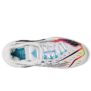 adidas Women's Barricade Tennis Shoe, White/Silver Metallic/Bright Cyan, 8