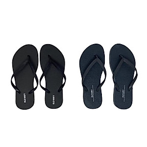 Old Navy Women Beach Summer Casual Flip Flop Sandals (11 Gray Flip Flops & Black Flip Flops) with Dust Cover