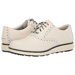 Cole Haan Women's Originalgrand Shortwing Golf Sneaker, Ivory/Black/Ivory, 8.5