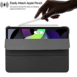 Ztotop Case for iPad Pro 11 Inch 2018 1st Generation iPad Air 4th Gen 10.9'' 2020 Lightweight Trifold Stand Cover with Rugged Translucent Back, Black
