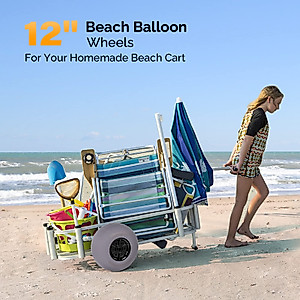 Bonnlo Replacement Balloon Wheels 12" Big Beach Sand Tires for Kayak Dolly Canoe Carts Buggy with Free Air Pump (2-Pack)