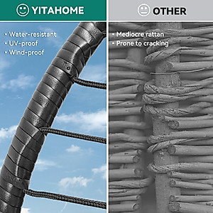 YITAHOME Egg Chair with Stand Outdoor Indoor Egg Lounge Chair with Cushion Wicker Chair PE Rattan Chair Included for Patio, Garden, Backyard, Porch, Gray