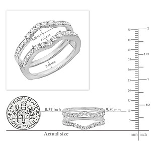 Dazzlingrock Collection 0.50 Carat (ctw) Round White Diamond Chevron Enhancer Guard Double Ring for Her in 10K White Gold Size 7