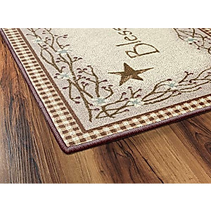 Brumlow Mills Bless Our Home Berry Blossoms Floral Welcome Door Mat for Entryway, Kitchen, or Home Décor Area Rug, 20" x 44", Deep Red