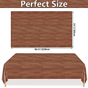 4Pcs Wood Grain Tablecloths, Rustic Table Covers, Rectangular Brown Wood Tablecloth for Rustic Party, Western Barn Themed Birthday Party, Cowboy Party Decorations, 51 x 86.6 Inch (Wood Grain)