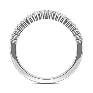 14K White Gold 2.3mm Round Moissanite Curved Graduated Band- size 8 0.39cttw DEW by Charles & Colvard