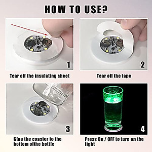 AUSTUFF LED Coaster, 25 Pack Light Up Coasters for Drinks, Liquor Bottle Light Stickers Coasters, Flash Light Up Bar Coaster for Club, Bar, Party, Wedding Decor(Multicolor)