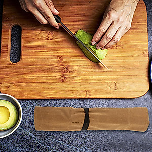 Knife Roll,Waxed Canvas Knife Bag,Heavy Duty Knife Case,Chef Knife Bag Roll with 8 Slots for Knives and Kitchen Tools,Knife Roll Bag For Chefs Culinary Traveling,Knives Pouch Holder Wrap (Khaki)