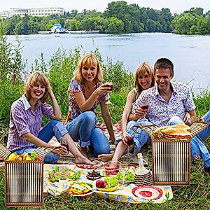 Picnic Basket Empty for 2 ＆ 4 Foldable,Easter Basket Storage of Plastic Easter Eggs and Easter Candy with Handle Lid.(Large)