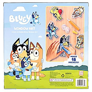 Bluey Window Art Suncatchers Kit for Kids to Paint, Great at-Home Kids Craft Activity or Bluey Birthday Party Idea, Toys for Kids Ages 3, 4, 5, 6