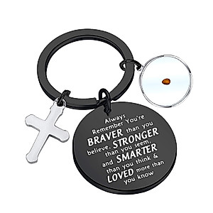 Faith Mustard seed Keychain Always Remember You’re Braver Than You Believe Keychain Inspirtaional Jewelry Gifts (black)