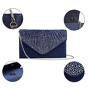 BAGLAMOR Women's Evening Handbags Elegant Envelope Clutch Purse Bag for Wedding Party Prom, Dark Blue