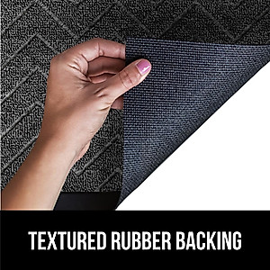 Gorilla Grip 100% Waterproof All-Season WeatherMax Doormat, 23x35, Durable Natural Rubber, Stain and Fade Resistant, Low Profile, Indoor Outdoor Doormats, Easy Clean Patio Entrance Mat, Steel Chevron
