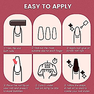 Nail Tips for Acrylic Nails 500 PCS - Clear Coffin Nails Tips Full Cover Professional Fake False Nails Extension Tips with Box for Nail Art