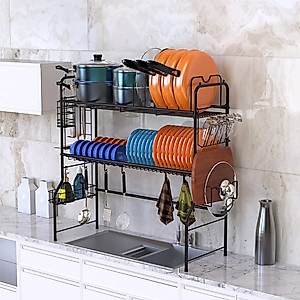 Auledio Over The Sink Dish Drying Rack 2 Tier Organizer Shelf,Bronze