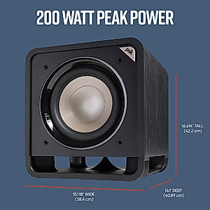 Polk Audio HTS 10 Powered Subwoofer with Power Port Technology | 10” Woofer, up to 200W Amp | For the Ultimate Home Theater Experience | Modern Sub that Fits in any Setting | Washed Black Walnut