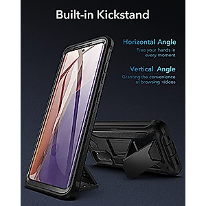 YOUMAKER Designed for Samsung Galaxy S20 5G Case with Built-in Screen Protector and Kickstand Shockproof Case Work with Fingerprint ID Military Grade Drop Tested Cover for S20 6.2 inch-Black
