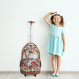 Jasminestar Rolling Backpack 18 inch Wheeled Kids Backpack with Lunch Bag and Pencil Case for Boys and Girls