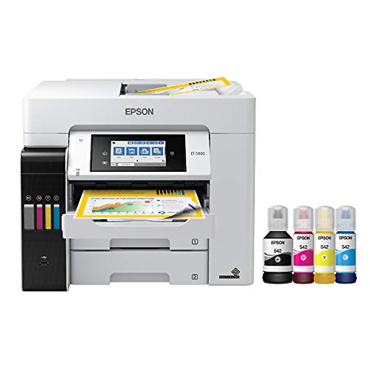 Epson EcoTank Pro ET-5880 Wireless Color All-in-One Supertank Printer with Scanner, Copier, Fax, Ethernet and PCL/Postscript, White